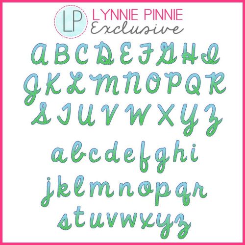 Script Gradient Embroidery Font 2 Color Outlined Uppercase DIGITAL ...