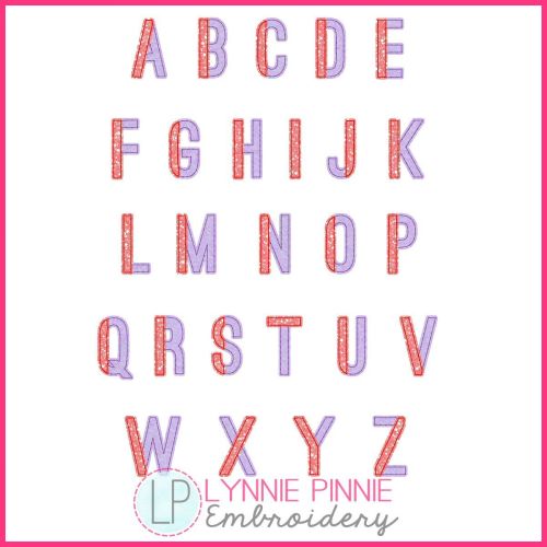 2 Color Bean Stitch Raw Edge Block Applique Font DIGITAL Embroidery ...