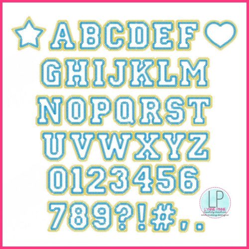 Double Layered Vintage Diamond Stitch Applique Font DIGITAL Embroidery ...