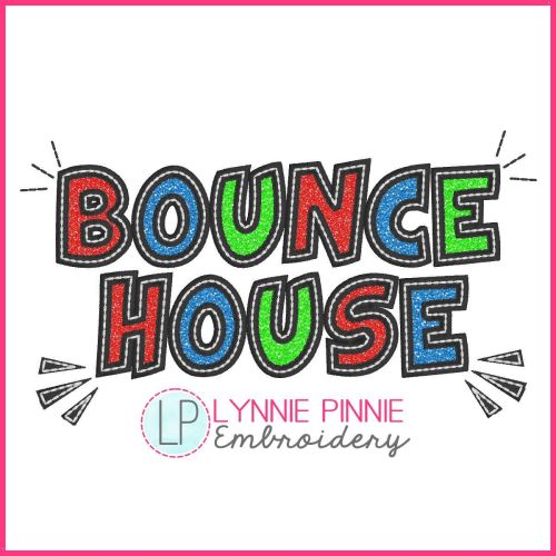 Bounce House Satin Applique Font DIGITAL Embroidery Machine File -- 6 ...