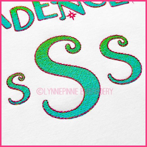 Fairytale Gradient Embroidery Font 2 Color Outlined Uppercase DIGITAL ...