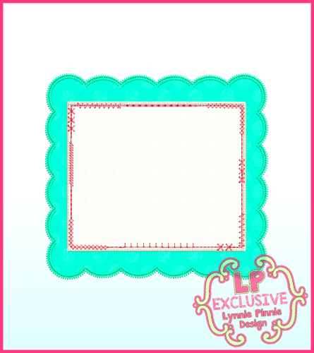 Funky Patch Rectangle Scallop 1 Applique Machine Embroidery Design File 4x4 5x7 6x10 - Lynnie ...