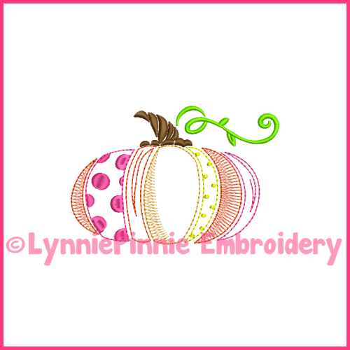 Vintage Fancy Pumpkin 1 ColorWork Sketch Embroidery Design 4x4 5x7 6x10 ...