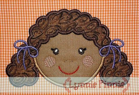 Little Faces - Girl 3 Applique 4x4 5x7 6x10 - Lynnie Pinnie.com Instant ...
