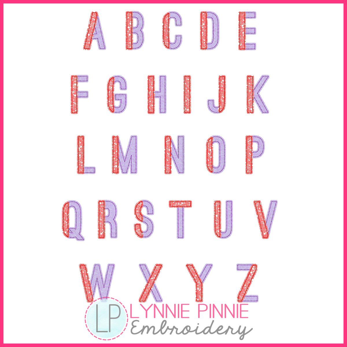 2 Color Bean Stitch Raw Edge Block Applique Font DIGITAL Embroidery ...