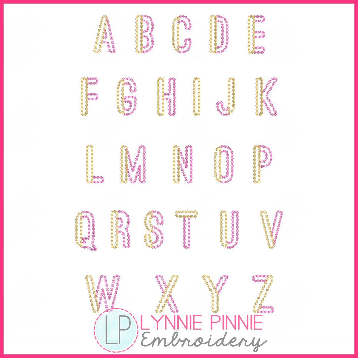 2 Color Vintage Stitch Block Applique Font DIGITAL Embroidery Machine ...