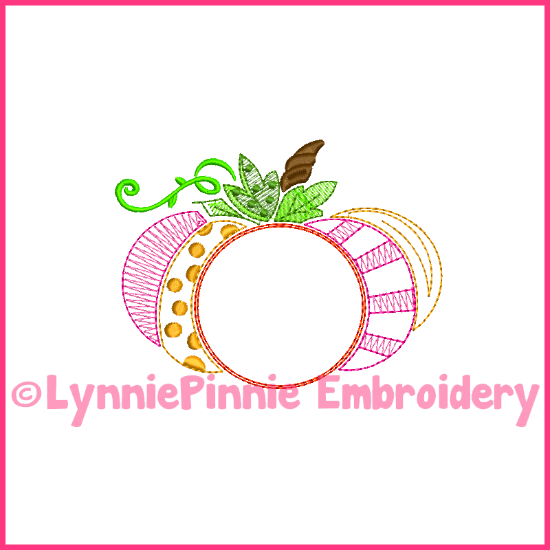 Vintage Fancy Pumpkin Monogram Frame ColorWork Sketch Embroidery Design ...