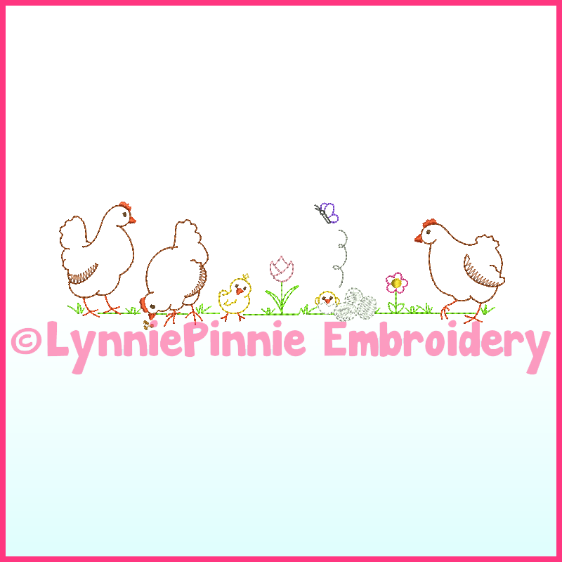 ColorWork Simple Chickens Machine Embroidery Design File 4x4 5x7 6x10 ...