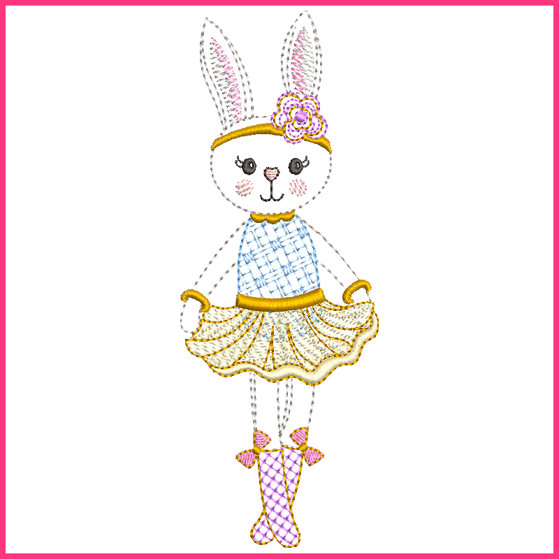 Colorwork Bunny Princess 2 Machine Embroidery Design File 4x4 5x7 6x10 ...