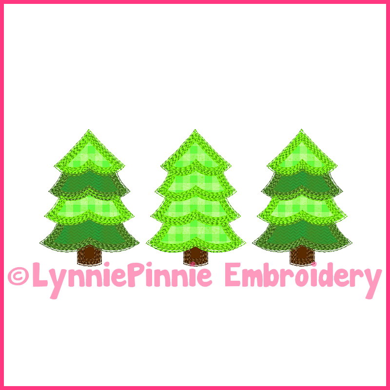 Colored Pencil Trio of Trees Applique Embroidery Design 4x4 5x7 6x10 ...