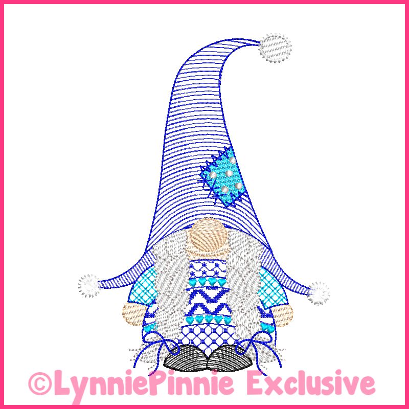 ColorWork Sketch Fill Winter Gnome Girl Machine Embroidery Design File ...