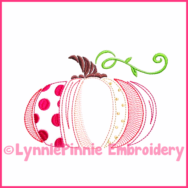 Vintage Fancy Pumpkin 1 ColorWork Sketch Embroidery Design 4x4 5x7 6x10 ...