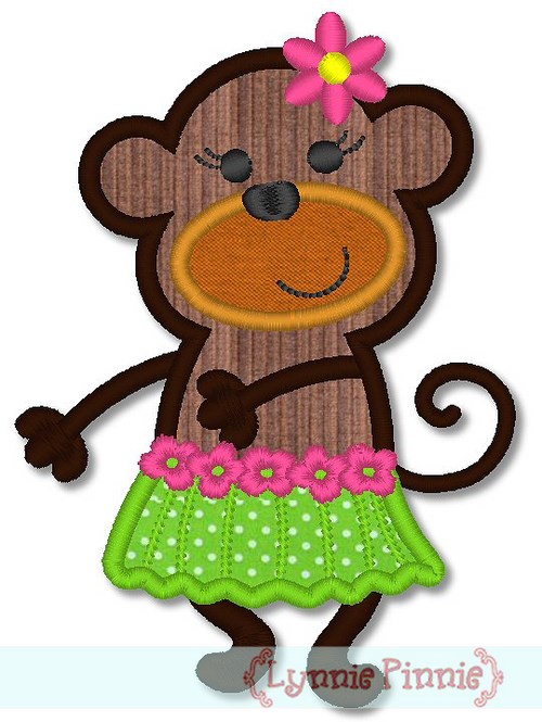 Hula Dancing Monkey Girl 4x4 5x7 - Lynnie Pinnie.com Instant download ...